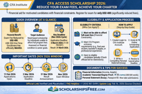 Cfa Access Scholarship 2026 Apply Feb 10 Mar 3 Fee 400